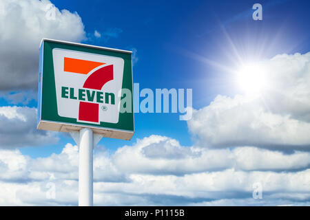 A sign for a 7-11 or seven-eleven store in Thailand Stock Photo - Alamy