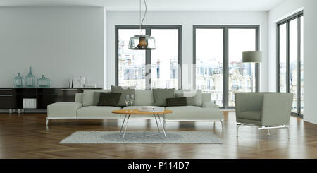 Modern bright living room interior design with sofas Stock Photo - Alamy