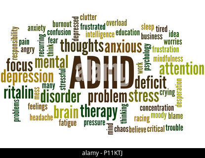ADHD Brain word cloud on a white background Stock Vector Art ...
