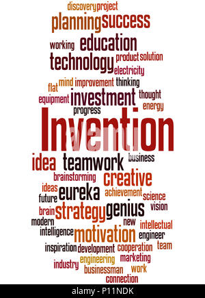Invention, word cloud concept on white background Stock Photo - Alamy