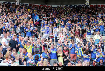 Warrington fans during the Betfred Super League Round 20 Leigh Leopards ...