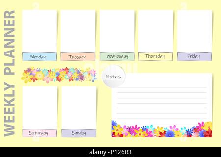 Seasonal weekly planner on the light orange background with autumn ...