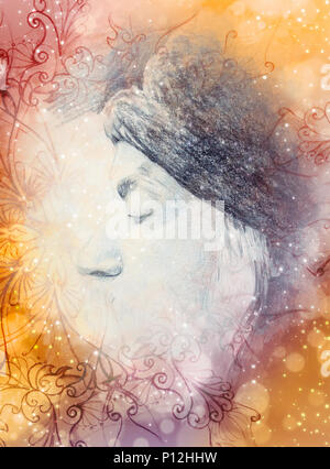 Drawing on paper, Osho, zen budhistic guru Stock Photo - Alamy