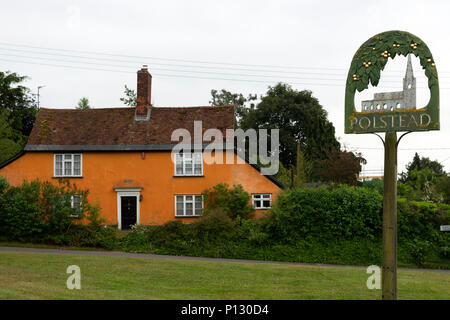Polstead Village sign, Suffolk Stock Photo - Alamy