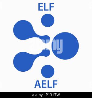 AELF Coin cryptocurrency blockchain icon. Virtual electronic, internet ...