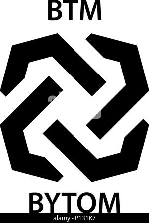 Bytom Coin cryptocurrency blockchain icon. Virtual electronic, internet ...