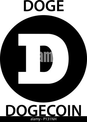Dogecoin cryptocurrency blockchain icon. Virtual electronic, internet ...