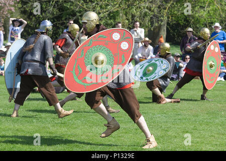 Roman soldiers at a historical reenactment living history display Stock ...