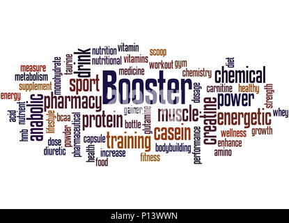 Booster, word cloud concept on white background Stock Photo - Alamy