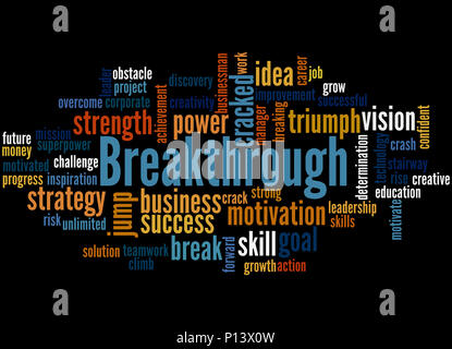Breakthrough, word cloud concept on white background Stock Photo - Alamy