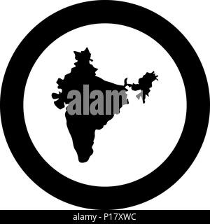 Map of India icon black color in circle round outline Stock Vector Art ...