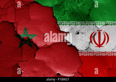 Flags of Morocco and Iran Stock Photo - Alamy