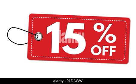 Special offer 15% off label or sticker on white background, vector ...