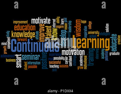 Continuous Learning, word cloud concept on black background Stock Photo ...