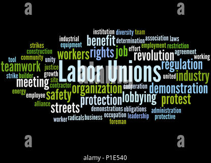 Labor unions, word cloud concept on white background Stock Photo - Alamy