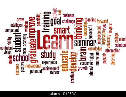 Learn, word cloud concept on white background Stock Photo - Alamy