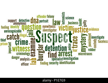 Suspect, word cloud concept on white background Stock Photo - Alamy