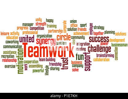 Teamwork, word cloud concept on black background Stock Photo - Alamy
