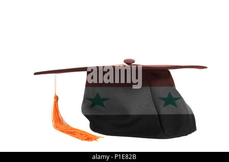 Graduation Cap and Flag of Syria isolated on a white background Stock ...
