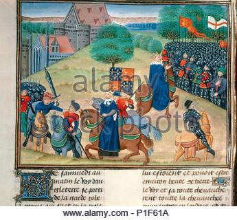 The death of Wat Tyler, the leader of the 1381 Peasants' Revolt in ...
