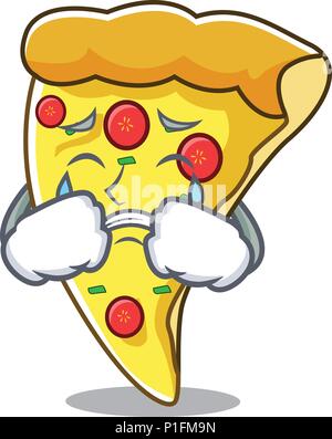 Sad crying slice of pizza cartoon isolated on white Stock Vector Image ...