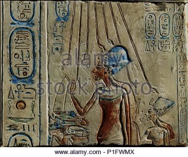 Relief from Tell el-Amarna, showing the palace of the Pharaoh Stock ...
