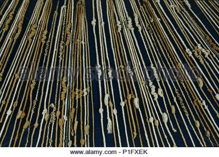 Quipu. Used in the region of Andean South American. Engraving. Color ...