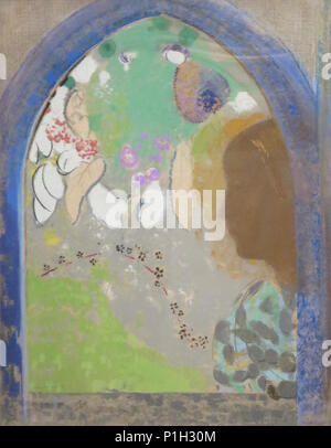 1 'Profile of a Woman in the Window' by Odilon Redon, pastel Stock ...