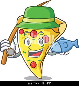 Fishing fish slice mascot cartoon vector illustration Stock Vector ...
