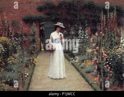 Leighton Edmund Blair - Lady in a Garden Stock Photo - Alamy