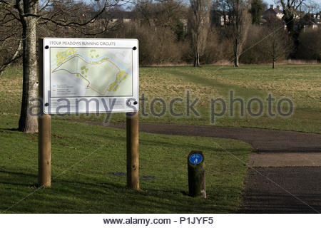 A park display board showing a map of the Abbey Gardens at Bury St ...