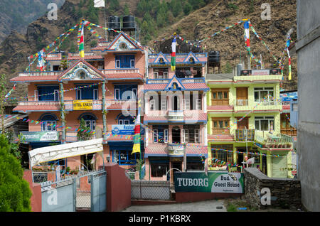 Hotels in main street, Syabrubesi, Kathmandu, Nepal Stock Photo - Alamy