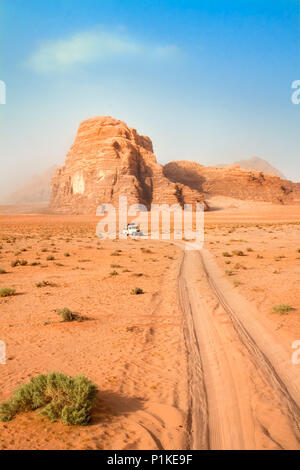 Panoramic view of Wadi Rum desert in Jordan with clouds moving over ...