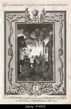 The Great Fire of London in 1666, oil on canvas, from an original by ...