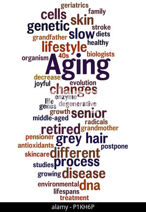 Aging, word cloud concept on white background Stock Photo - Alamy