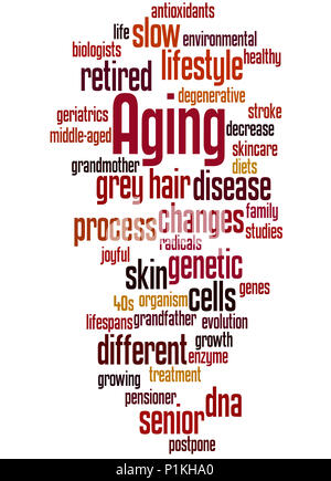 Aging, word cloud concept on white background Stock Photo - Alamy