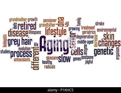 Aging, word cloud concept on black background Stock Photo - Alamy