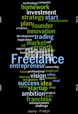 Freelance, word cloud concept on black background Stock Photo - Alamy