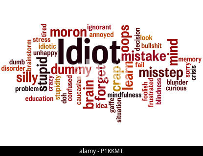 Idiot, word cloud concept on white background Stock Photo - Alamy