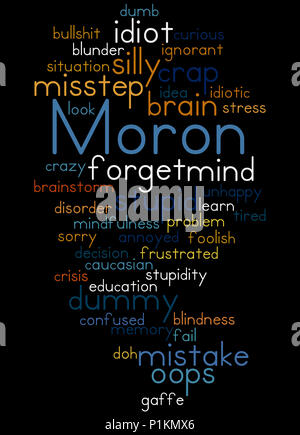 Moron, word cloud concept on white background Stock Photo - Alamy