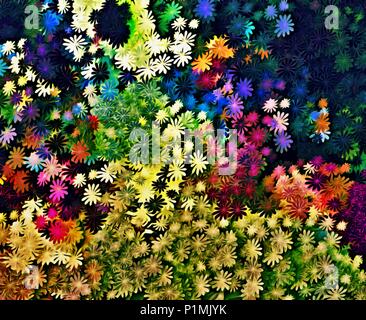 Computer graphics of abstract floral psychedelic background stylization of colored chaotic ...