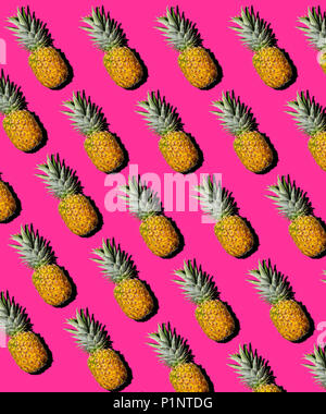 Isolated pineapples pattern on bright vivid turquoise background ...