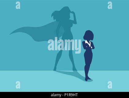 Business Woman Super Hero Shadow Cartoon Mascot Stock Vector Image ...