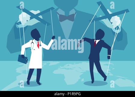 Business concept vector illustration of a puppet master controlling ...