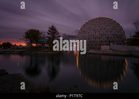 The Ontario Place Cinesphere at dusk in Toronto, Ontario Stock Photo ...