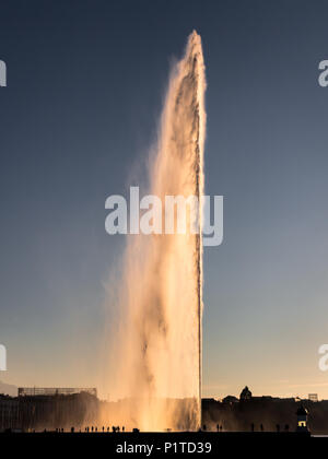 Geyser and lake view in Geneva Stock Photo - Alamy