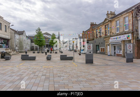 Irvine, Scotland, UK - June 11, 2018: The pedestrianised area of Kilwinning Town Centre in South ...