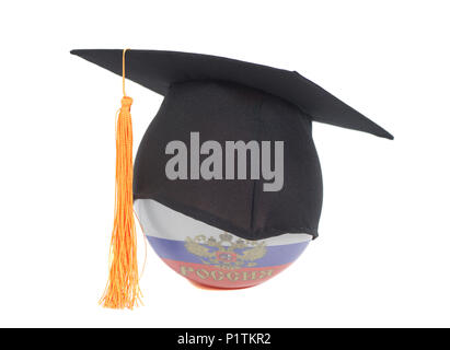 Graduation Cap and Flag of the Russian Federation isolated on a white ...