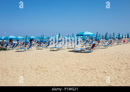Roseto degli Abruzzi, Italy - June 21, 2017: Beach of Roseto degli ...