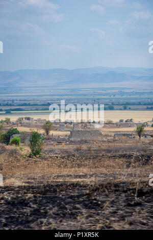View towards Agdam (Aghdam) or Akna, destroyed town at Azeri border ...